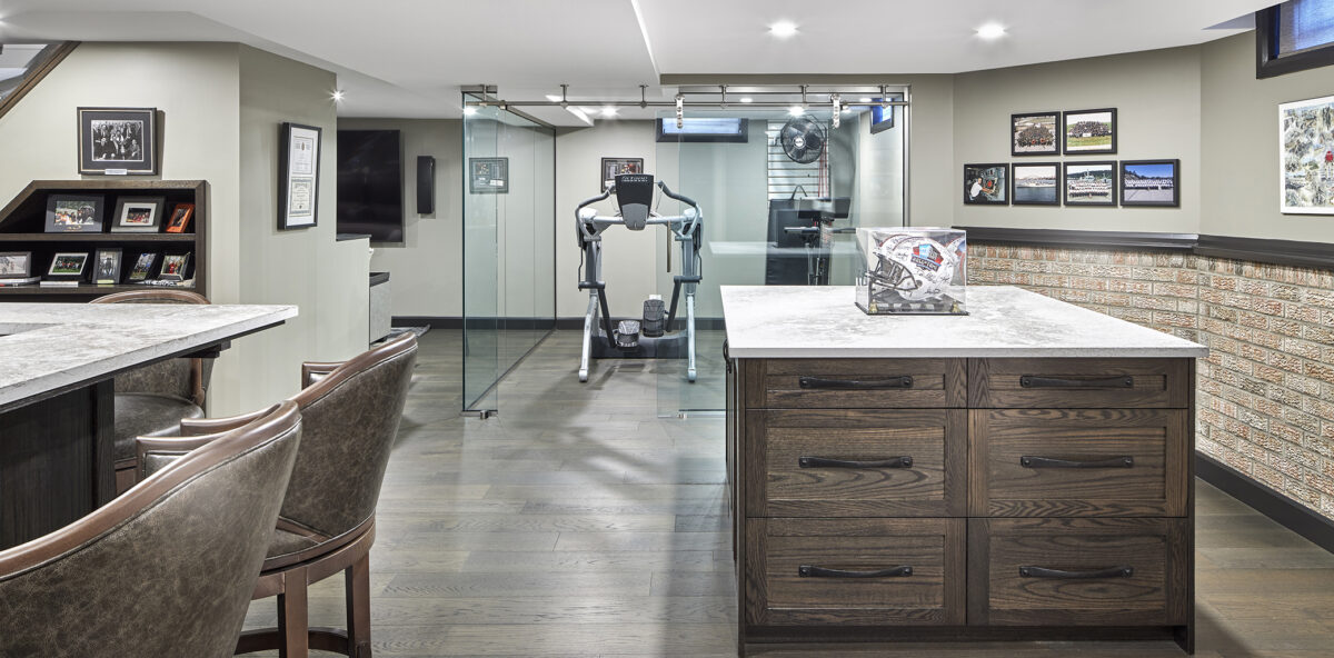 Upscale Basement - Decorating Den Interiors